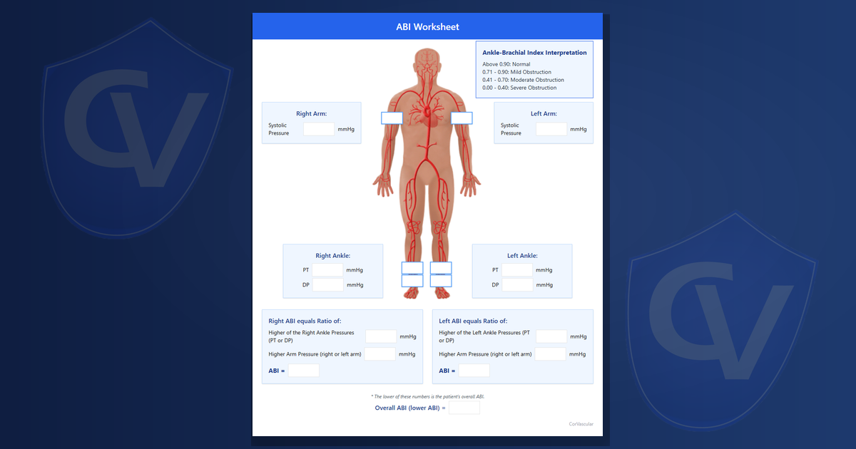 Interactive ABI Worksheet - Calculate ABI | CorVascular